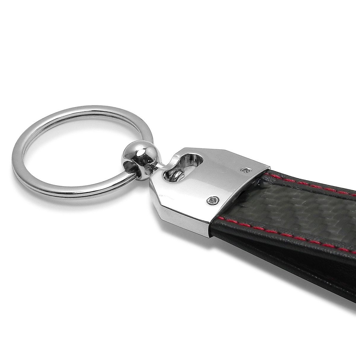 iPick Image Made for Honda Civic Real Black Carbon Fiber Loop Strap Key Chain with Red Stitching
