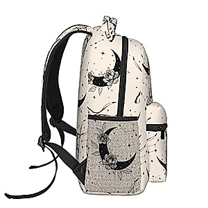 BoeHiop Boho Magic butterfly Moon Star Lightweight Laptop Backpack for Women Men College Bookbag Casual Daypack Travel Bag