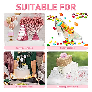 PROLOSO 24 Pcs Mini Plastic Cinderella Slippers High Heel Princess Shoes Glass Slipper Candy Holders for Princess Party Decoration Bridal Shower Baby Shower Wedding Party Favors