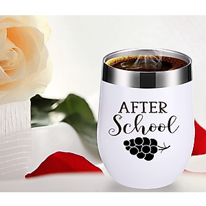 momocici Before School After School 11 oz Coffee Mug & 12 oz Wine Tumbler Set Gifts for Teachers.Teacher Gifts,New Teacher,Teacher Appreciation,Birthday,Thank You Gifts for Teachers(White)