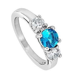 Fantasy Forge Jewelry Womens December Birthstone Ring Blue Cubic Zirconia Stainless Steel Anniversary Band Size 8