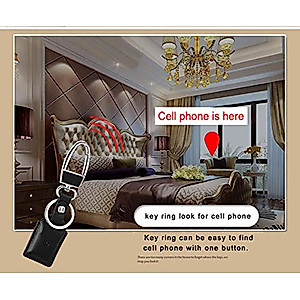 Anti-Lost Cowhide Leather Key Ring, with Alarm, Bluetooth, Position Record (via Phone GPS) (Blue)