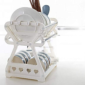 Dish Rack 2-Layer Dish Rack, Drain Plate Rack with Drip Tray, Kitchen Dish Drying Rack, Cutlery Rack Storage Rack