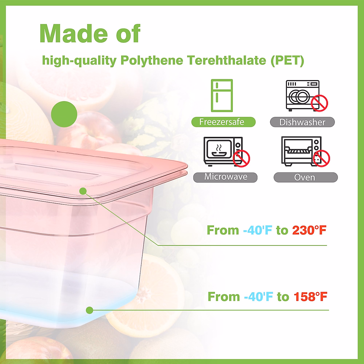 KesaPlan 8 Pack Clear Polycarbonate Food Pans, 1/6 Size 4 Inch Deep Commercial Food Storage Containers, restaurant salad bar containers with lids for Kitchen Restaurant Food Prep