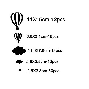 Hot Air Balloons Clouds and Stars Nursery Decor DIY Wall Stickers Bedroom Self Adhesive JW577 (Color 1)