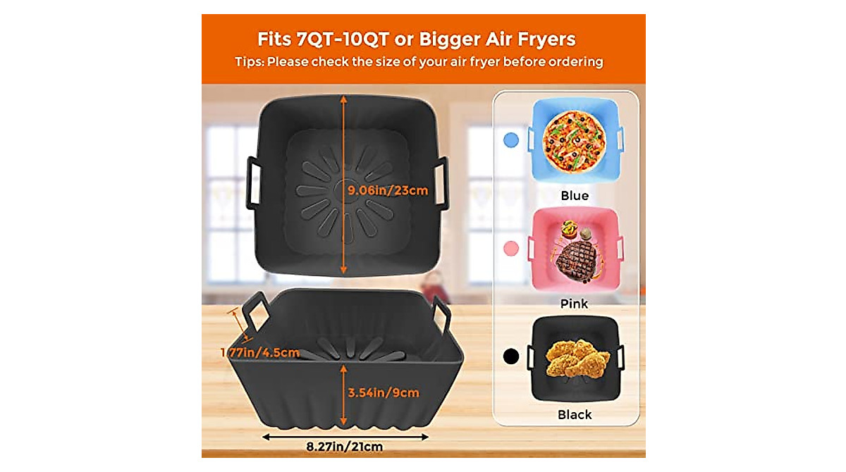Square Silicone Air Fryer Liners - Reusable & Easy Clean