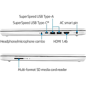 HP 2023 Newest 14" Ultral Light Laptop, for Students and Business, Intel Quad-Core N4120, 4GB RAM, 128GB Storage (64GB eMMC+64GB Micro SD), USB-A&C, Wi-Fi, Webcam, HDMI, 1 Year Office 365, Win11 S