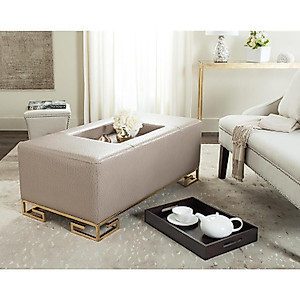 Safavieh Home Collection Julian Faux Ostrich Cream Tray Ottoman