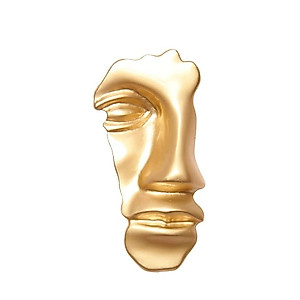 Brooch Pins Vintage Metal Abstract Face Mask Gold Brooches Pins Half Face Mask Earring Fashion Accessories Brooches for Women Fashion (Color : Brooch, Size : 8.0 * 4.0CM)