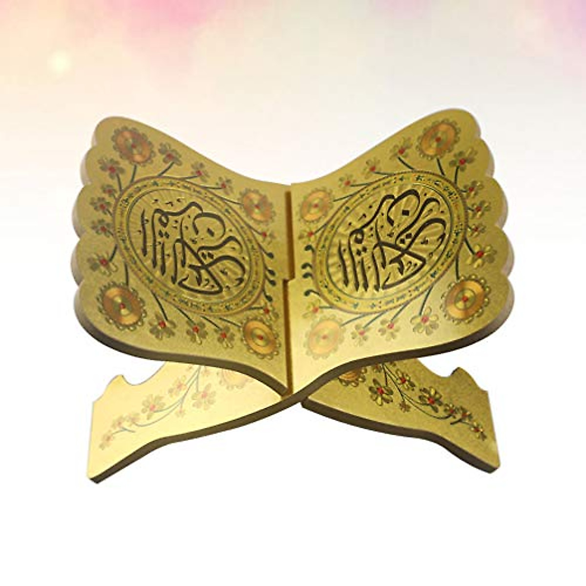 EXCEART Wooden Book Shelf Holy Book Stand Holder Bible Bookshelf Golden