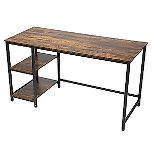 GOOD & GRACIOUS Industrial Home Office Desk, 55 Inch Rustic Desk With Shelf, Wooden Corner Desk for Home Office, Small Desk For Small Space, Simple Home Office Study Writing Workstation, Easy Assembly