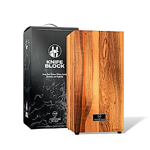 The Cooking Guild Premium Acacia Wood Magnetic Knife Holder for 10+ Knives - Magnetic Knife Block without Knives - Strong Magnetic Hold Knife Magnet with Non-Slip Rubber Feet for Secure Knife Storage