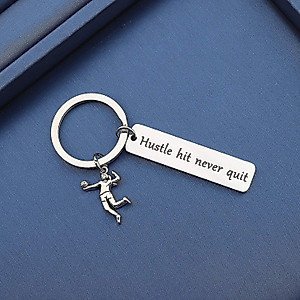 MYOSPARK Volleyball Keychain Volleyball Team Gift Hustle Hit Never Quit Keychain Gift For Volleyball Coach Players (Quit Keychain)