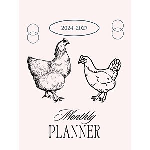 2024-2027 Monthly Chicken Planner: 4 Year Monthly Planner - 48 Months January 2024 to December 2027 Calendar Agenda Organizer Schedule and Appointment ... | Large Size: 8.25 x 11 with Federal Holidays