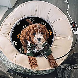 Furrybaby Pet Heating Pad, Waterproof Dog Heating Pad Mat for Cat with 5 Level Timer and Temperature, Pet Heated Warming Pad with Durable Anti-Bite Tube Indoor for Puppies Dogs Cats (Black, 12", 2pcs)