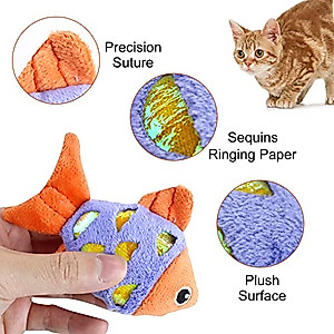 Andiker Cat Catnip Toys, 2pcs Small Cat Fish Toys with Crinkle Shine Ring Paper to Make Sound to Catch Your Cats Eyes and for Your Cats to Chew and Catch Interactive Cat Toys for indoor Cat (2pc)