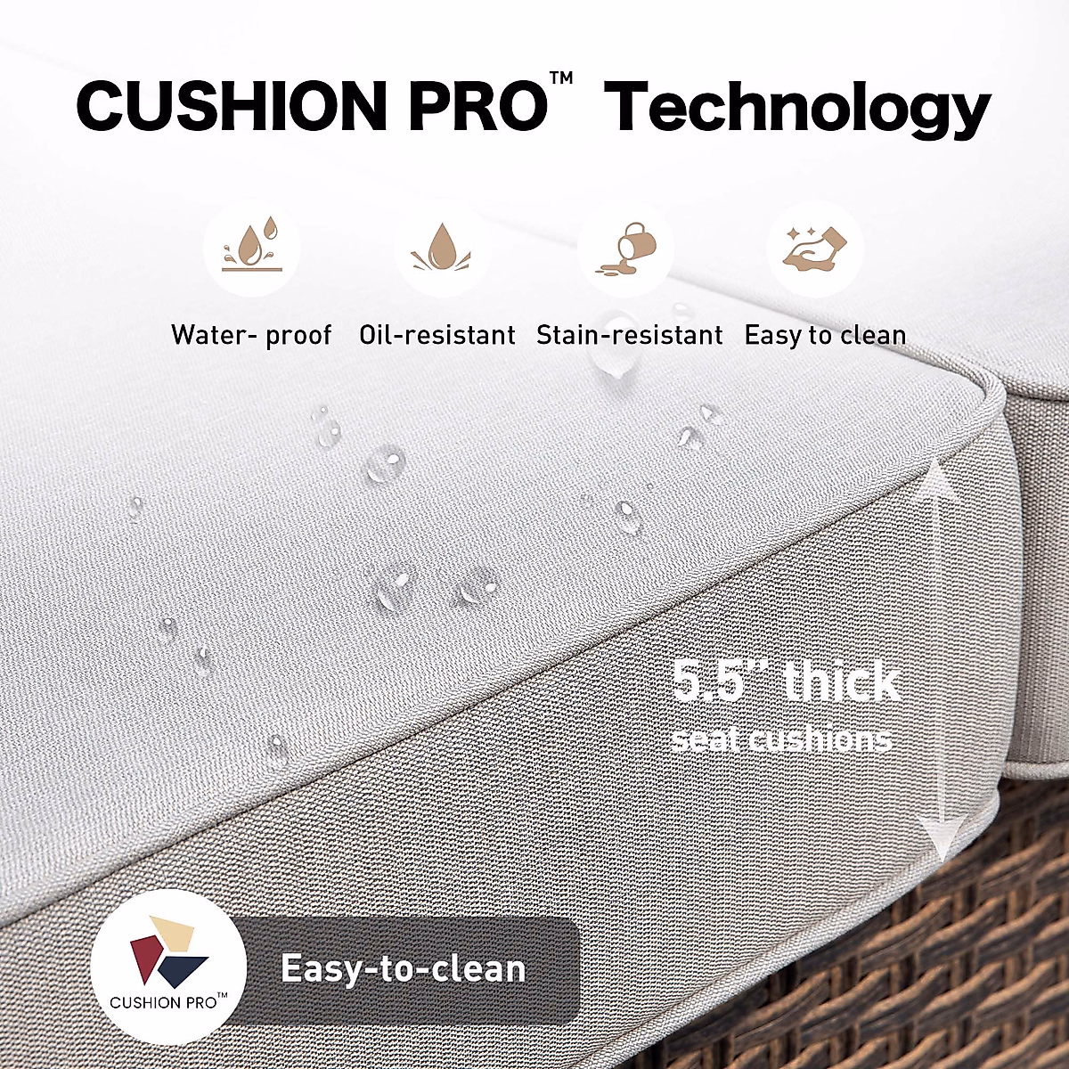 SUNSHINE VALLEY Swivel Glider 4 Piece Patio Furniture Set with Swivel Chairs, Patio Set with 4.92" Extra Wide Armrest, Wicker Patio Furniture with 26.3" Deep Seating and 5.5" Thick Cushions, Grey