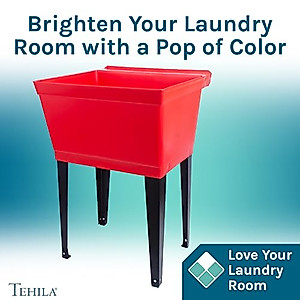 Grey Utility Sink Laundry Tub With Pull Out Faucet (PARENT) (Red Tub, Black Faucet)