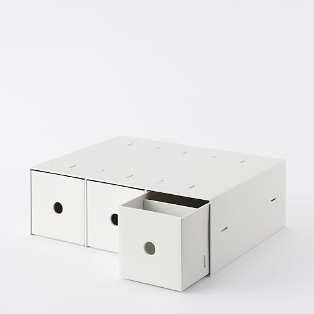 MUJI NCD69A9A Polypropylene Small Storage Box, 3 Tiers, White Gray, Approx. Width 4.3 x Depth 9.6 x Height 12.6 inches (11 x 24.5 x 32 cm)