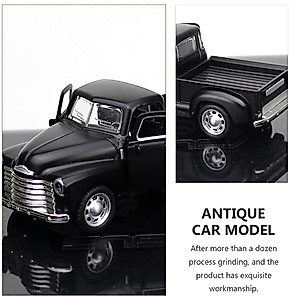Toyvian Metal Classic Cars Model Die Cast Old Pickup Truck Figurine Alloy Vintage Collectible Toy Car Mini Car Photo Prop for Home Desk Cabinet Bookshelf Black