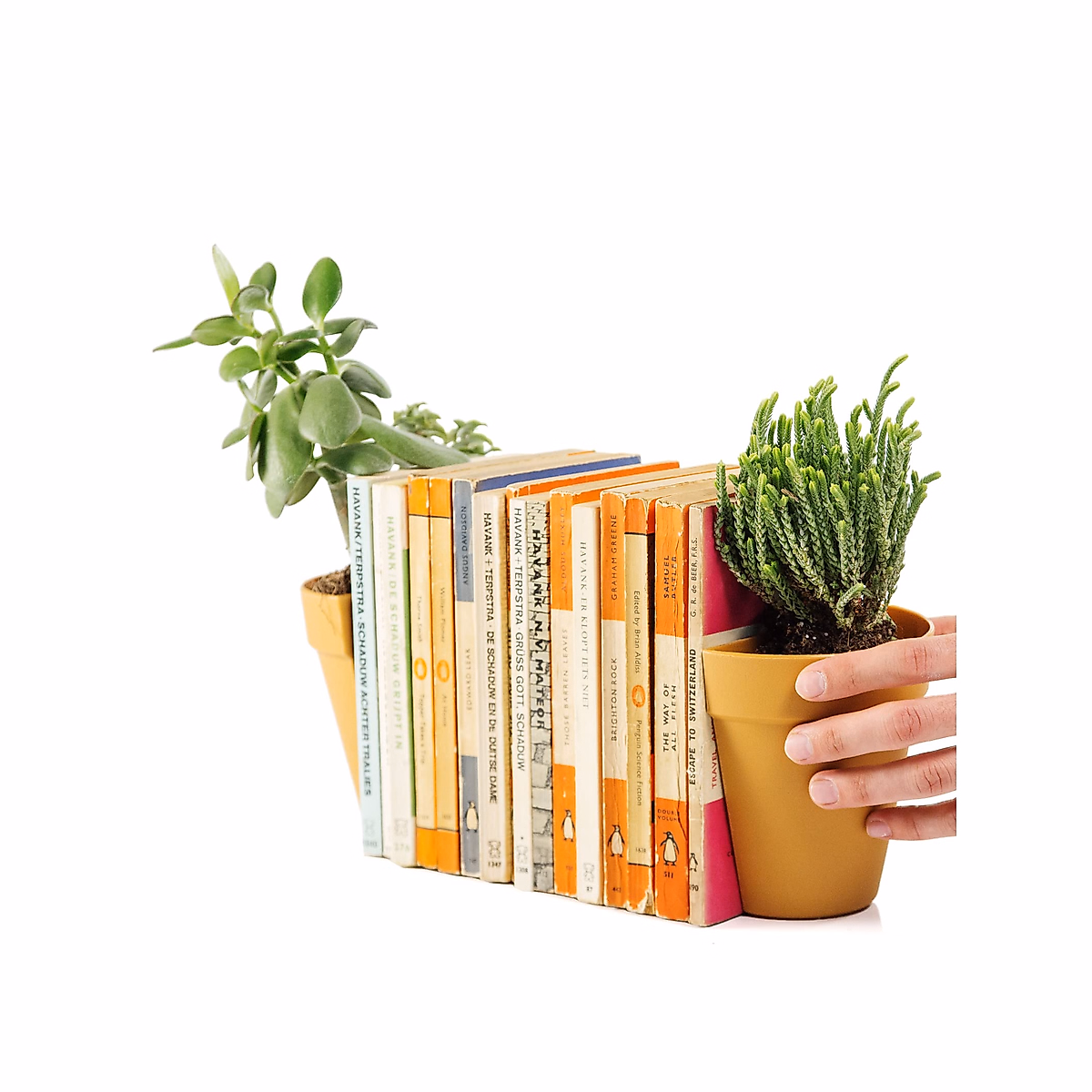 Suck UK - Bookends | Plant Pot Book Ends | 2 Decorative Book Ends for Shelves | Holder & Indoor Plant Office Accessories | Flower Pot Set for Plants | Aesthetic Home Decor & Gifts Her