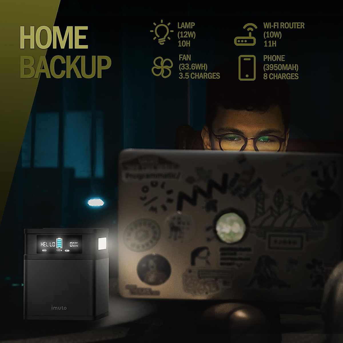 imuto 200W Portable Power Station Power Bank Compatible with AC Outlet,138.3Wh Solar Generator Camping Laptop Portable Charger with DC(120W Peak)/LED Flashlight for Home,Outdoor,Emergency