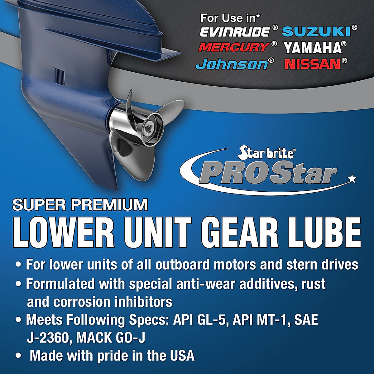 STAR BRITE PRO Star Synthetic Blend Lower 80W90 Unit Gear Lube - Marine Grade, High Viscosity Gear Oil for Outboard Motors, 128 Ounce Gallon (027200)
