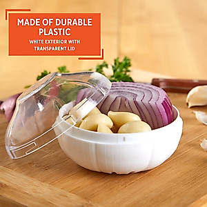 IMUSA USA IMU-71206 Onion & Garlic Saver/Container with Clear Cover, 4", White