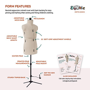 Dritz Little Double Adjustable Dress Form, Child, Beige - 20001