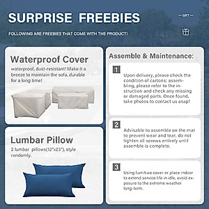 4 Piece Patio Furniture Set 45 Inches Fire Pit Table Outdoor Furniture Sets Patio Couch Outdoor Chairs 50000 BTU Propane Fire Pit with Non-Slip Cushions and Waterproof Covers, Navy Blue