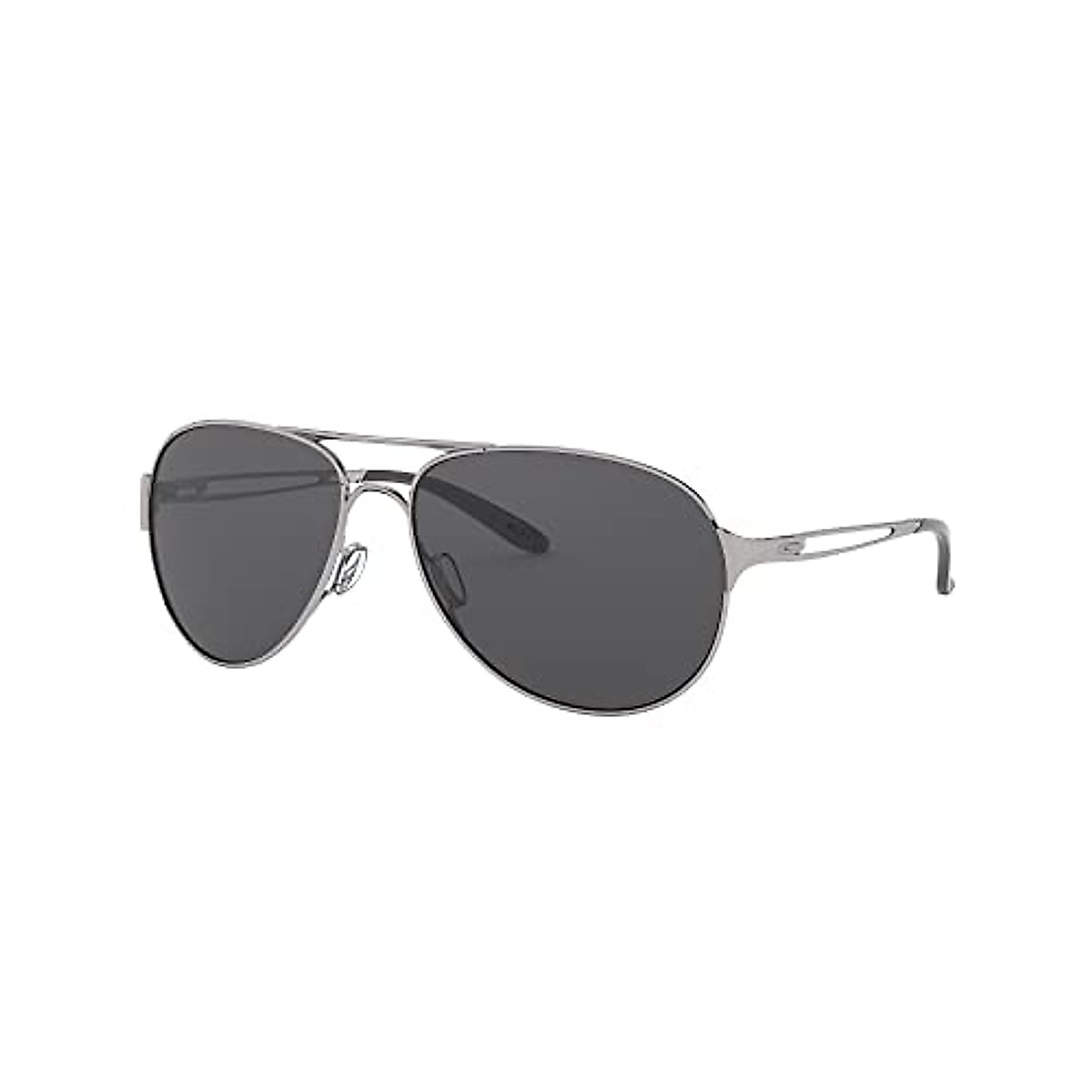 Oakley Women's OO4054 Caveat Aviator Sunglasses, Polished Chrome/Grey, 60 mm