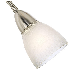 Possini Euro Design Alexei Modern Torchiere Floor Lamp Tree 3-Light Gooseneck Arm 72" Tall Brushed Nickel White Crackle Glass Pole Dimmer Living Room Reading House Bedroom Home Office