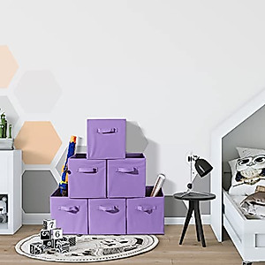Sorbus® 11 Inch Cube Storage Organizer Bins - 6 Pack - Foldable Storage Cubes - Rectangular Shelf Basket - Great for Nursery, Playroom, Closet, Home Organization (Pastel Purple)