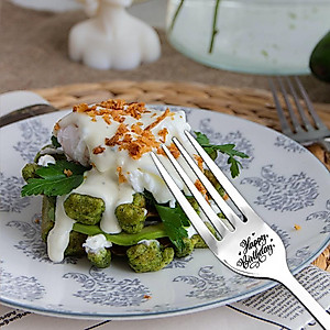 Happy Birthday Fork Gifts for Women Men Birthday Gifts for Friend Sister Brother Daughter Son Engraved Forks Salad Dessert Lover Gift for Him Her