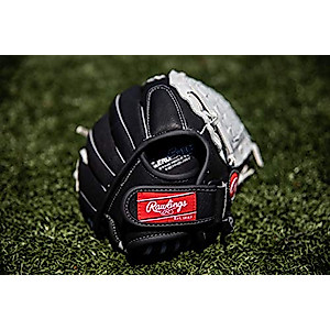 Rawlings | SURE CATCH T-Ball & Youth Baseball Glove | Right Hand Throw | 10.5" | Black/Grey