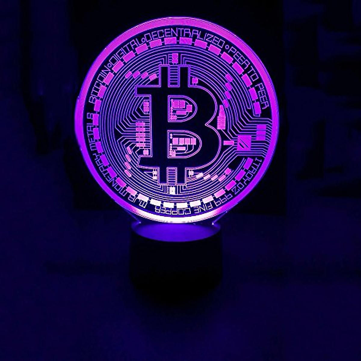 MOLLY HIESON 3D Bitcoin Sign Night Light Table Desk Optical Illusion Lamps 7 Color Changing Lights LED Table Lamp Xmas Home Love Birthday Children Kids Decor Toy Gift