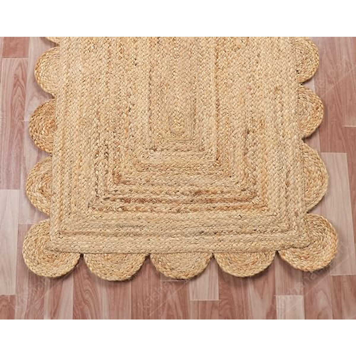 2x3, 2x4, 2x5, 2x6 Ft, Jute Rug - Natural Scalloped Rug, Bohemian Scalloped Rug, Scalloped Jute Rug, Natural Jute Rug, Jute Scallop Rug, Area Rug (2x5 Ft, Area Rug)