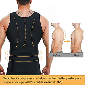 Mens Compression Shirt Slimming Undershirt Body Shaper Vest Workout Tank Tops Shapewear Abs Abdomen Black