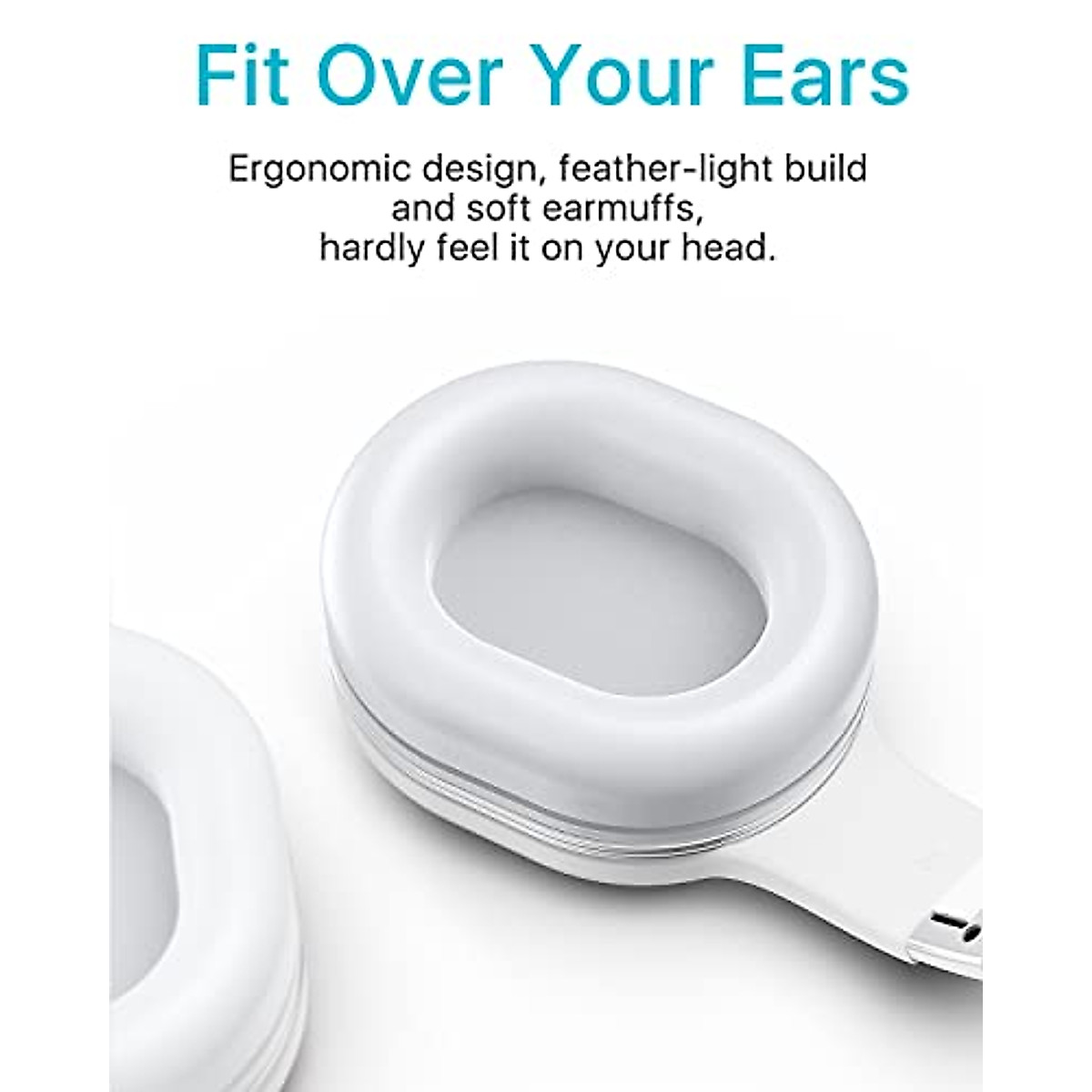 Jassco Wireless Headphones, Noise Cancelling Over-Ear Bluetooth Headphone with Microphone, 54H Playtime, HiFi Stereo, Deep Bass Foldable Wireless Headset with Soft Earmuffs for Travel/Work- White