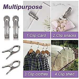 proturbo 50PCS Stainless Steel Greenhouse Clamps 2inch Greenhouse Clips Heavy Duty Garden Clips Windproof Strong Grip to Hold Down The Plant Cover or Shade Cloth on Garden Hoops or Greenhouse Frame