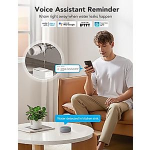 GoveeLife WiFi Water Ieak Detector 2 for Home, Smart Water Ieak Sensor 4 Pack with 100dB Adjustable Alarm and App Alerts, Wireless Detector with 1312 ft Transmission for Basement, Kitchen, Bathroom