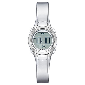 Amazon Essentials Women's Digital Chronograph Resin Strap Watch, Silver