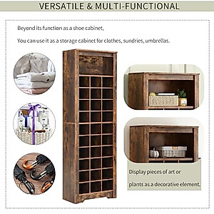 Goohome Stylish Design 30 Shoe Cubby Console, Contemporary Free Standing Tall 10-Tier Shoe Storage Cabinet with Multiple Storage Capacity and Versatile Use for Hallway, Entryway, Space-Saving