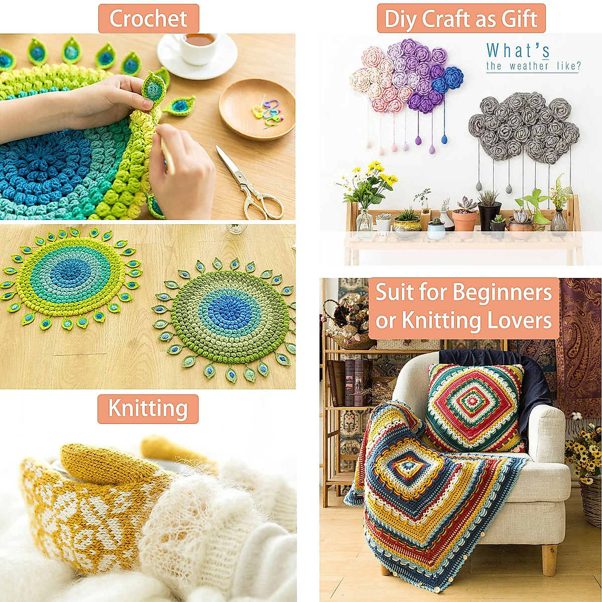 NICEEC 3 Skeins Soft Cotton Yarn 5ply Baby Cotton Yarn for Knitting Crochet Baby Weight Yarn Cotton Blend Yarn Total Length 3×220m(3×240 yds,100g×3)-Light Blue