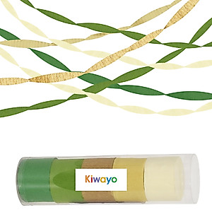 Kiwayo Sage Green & Gold Party Decorations Paper Streamers (5 Rolls) for Camp Bachelorette, Baby Shower, Wedding, Bridal Shower, Engagement Woodland Party Supplies Décor - Boho Craft