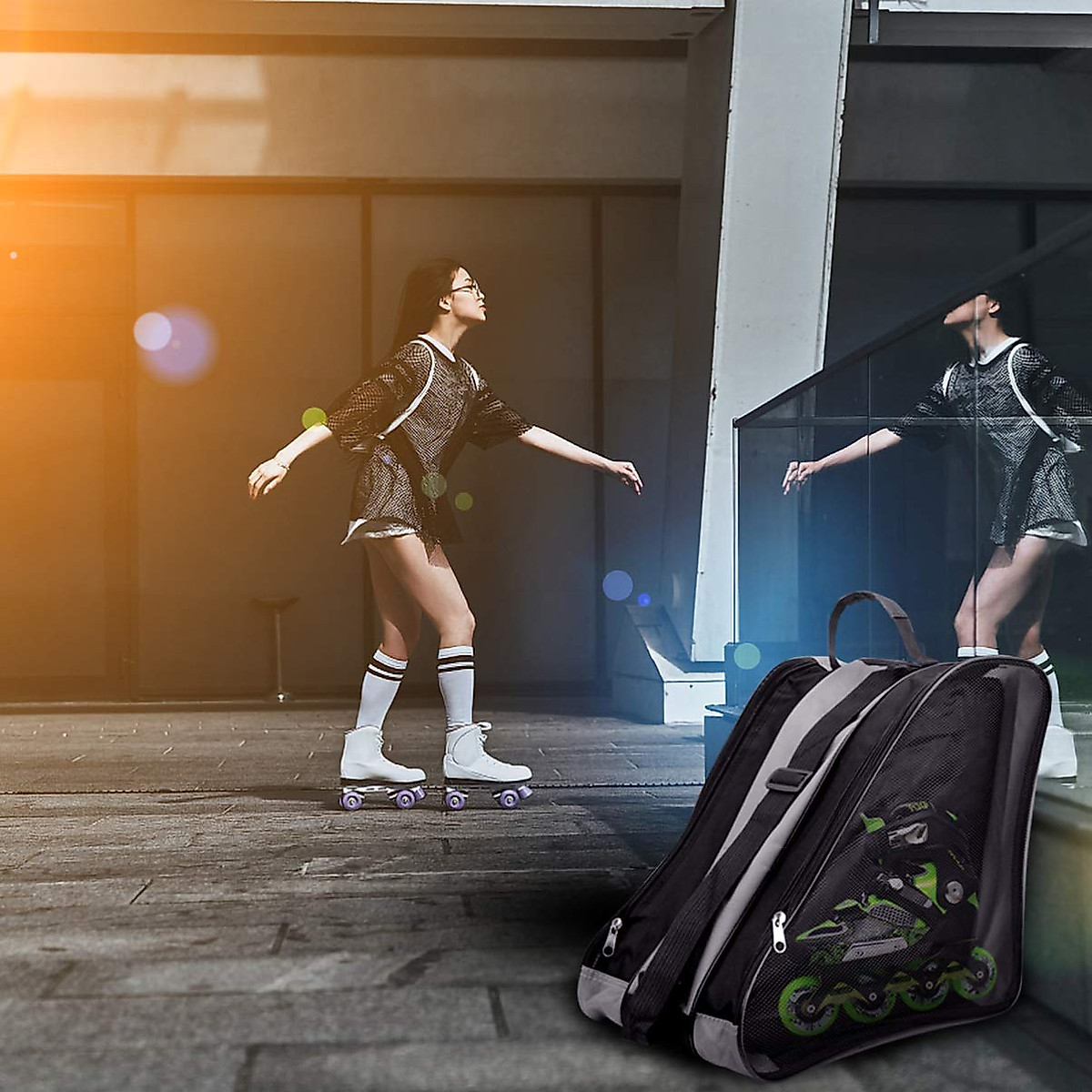 WINOMO Ice Skate Bag Ice Roller Skating Carrying Bag Inline Skating Bag Figure Skate Bag Skates Tote Bags Skating Accessories