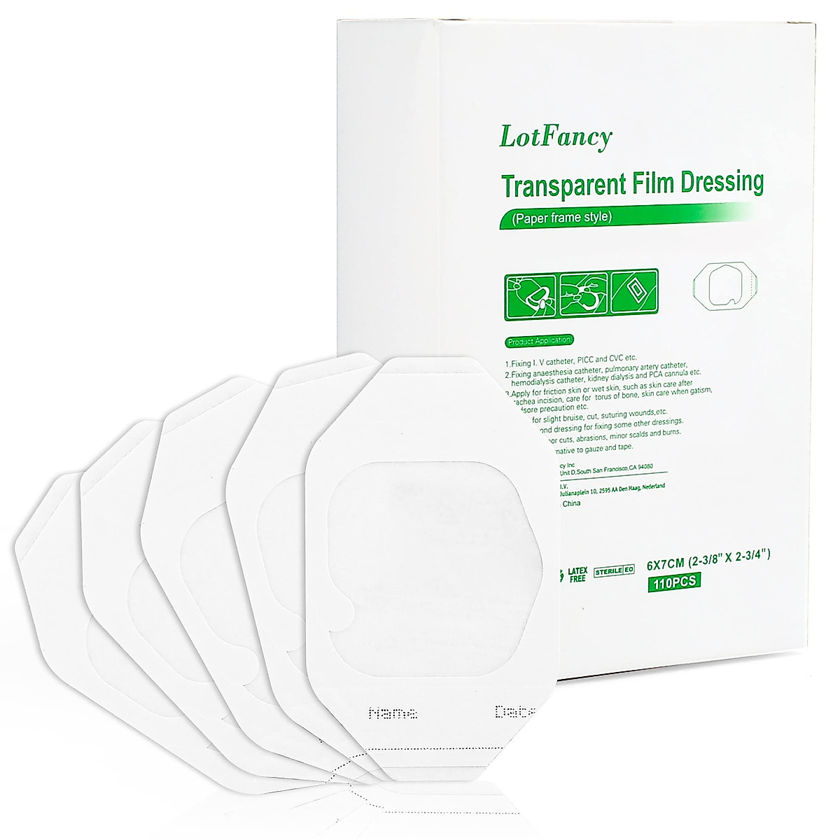 LotFancy Transparent Film Dressing, 2.37" x 2.75", 110PCS, Waterproof Wound Cover Bandage, Adhesive Tape Pads for Tattoo Aftercare, IV Catheters, Post-Surgical, Medical Appliance