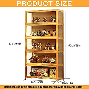iusyugh 5-Tier Curio Display Cabinet, Storage Shelves with Acrylic Door, Collectibles Toy Organizers Rack & Display Shelf, Display Case for Playroom Bedroom Toddler's Room Kids Bookcase