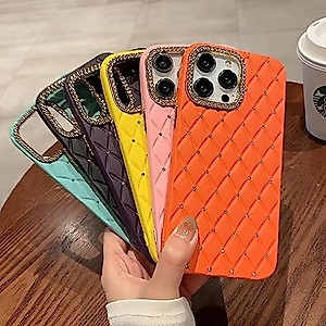 Changjia for iPhone 13 Pro Max Glitter Bling Case for Women, Cute Bling Rhinestones Diamond Sparkle Shiny Soft TPU Silicone Shockproof Slim Girls Protective Case for iPhone 13 Pro Max 6.7Inch (Orange)