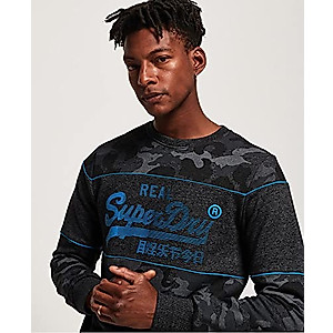 Superdry Mens Vintage Logo Camo Panel Sweatshirt Black Grit Size S